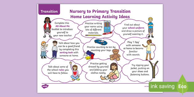 Nursery to Primary Transition Home Learning Activity Ideas