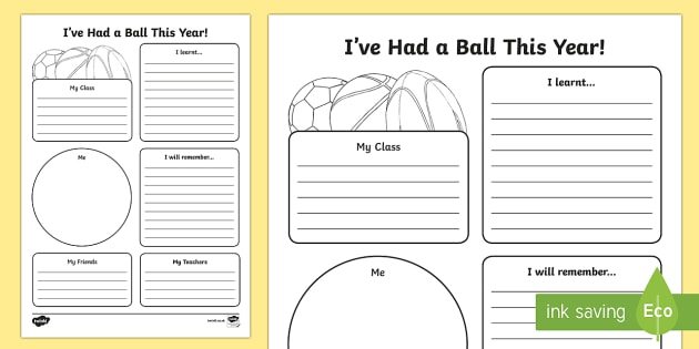 I've Had a Ball This Year! End of Year Worksheet / Worksheet