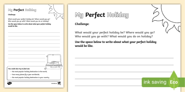 My Perfect Holiday Writing Activity (teacher made)