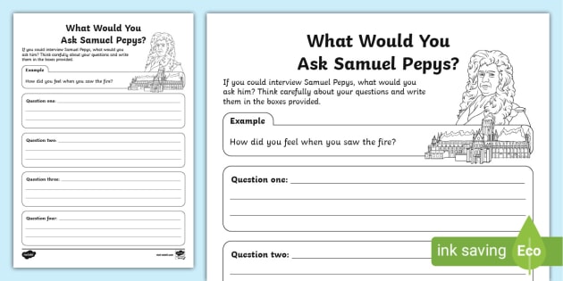 What Would You Ask Samuel Pepys Activity Sheet