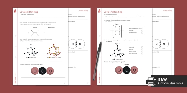Covalent Bond Worksheets With Questions Covalent Bonding Chemistry