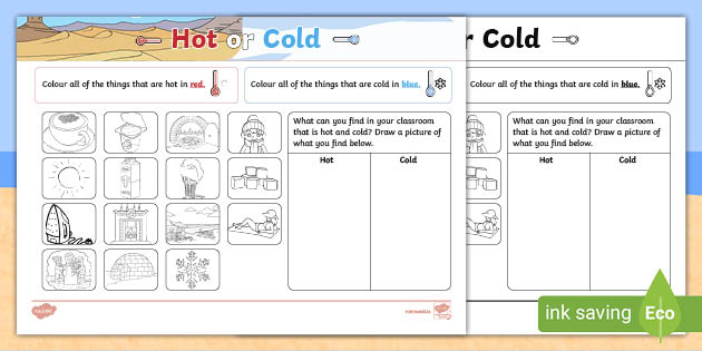 Hot and Cold Worksheet (teacher made)