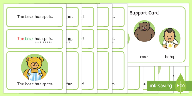 Bears Simple Sentence Cards - reading, sentences, eyfs, word cards ...