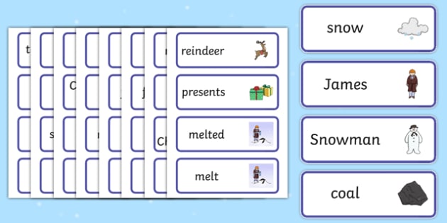 Word Cards to Support Teaching on The Snowman