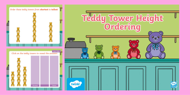 Teddy Tower Height Ordering PowerPoint (teacher made)