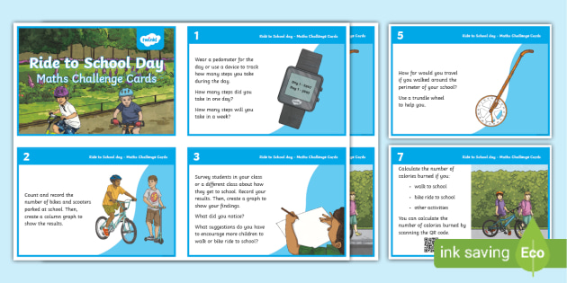 Ride to School Maths Challenge Cards (teacher made)