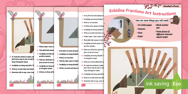 Wombat's Picnic Echidna Fractions Art Activity