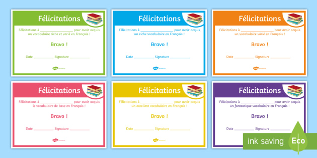French End of Year Vocabulary Award Certificate - French, End of Year ...