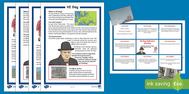 VE Day Reflective Reading Comprehension Activity