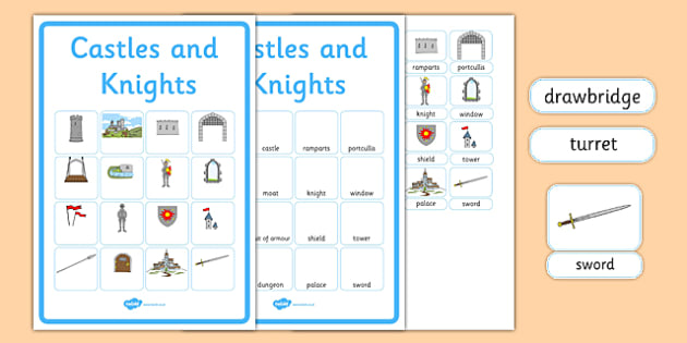 Castles and Knights Vocabulary Matching Mat - castles and knights
