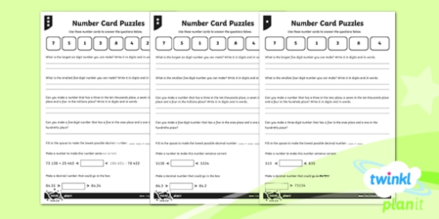 Maths Puzzles- Year 6 PlanIt Number & Place Value Home Tasks