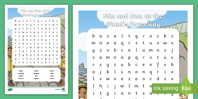 Mia and Dan at the Giant’s Causeway Word Search