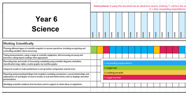 2014 National Curriculum Year 6 Science Spreadsheet - class 2014 National Curriculum Year 6 Science Spreadsheet - class