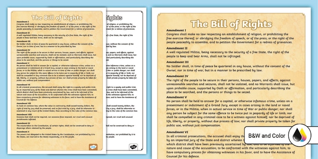 The Bill of Rights Poster (teacher made)