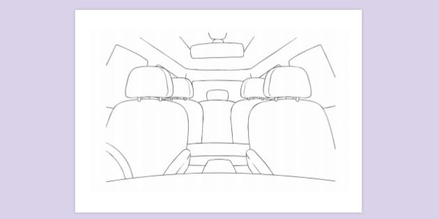 Car Inside Driving View Colouring Sheet | Colouring Sheets