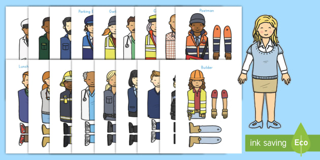 People Who Help Us Brass Pin People Paper Craft - Labor Day, community