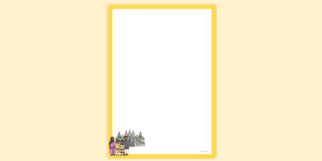 FREE! - Simple Blank Family Going to Temple Page Border | Twinkl