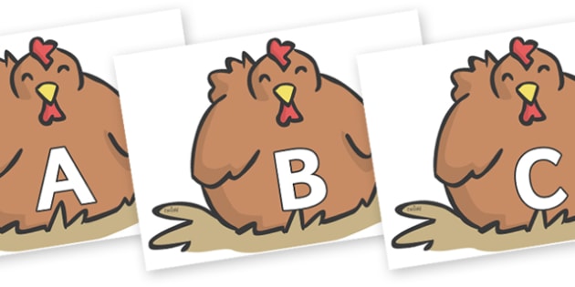 A-Z Alphabet on Chickens