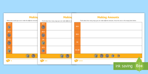 Making Amounts Differentiated Worksheet / Worksheet