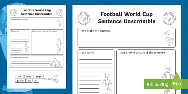 Football World Cup Sentence Unscramble (teacher made)