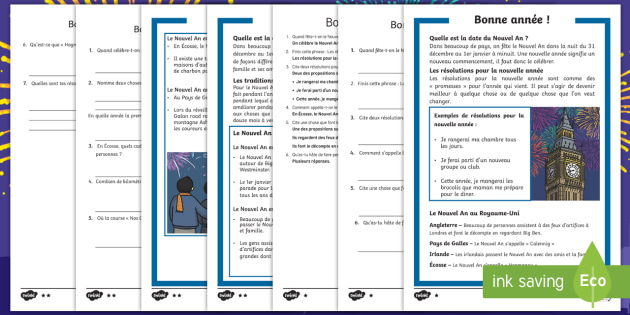 Compréhension écrite différenciée : Le Nouvel An