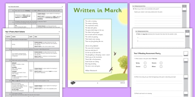 Year 5 Term 1 Poetry Reading Assessment (teacher made)