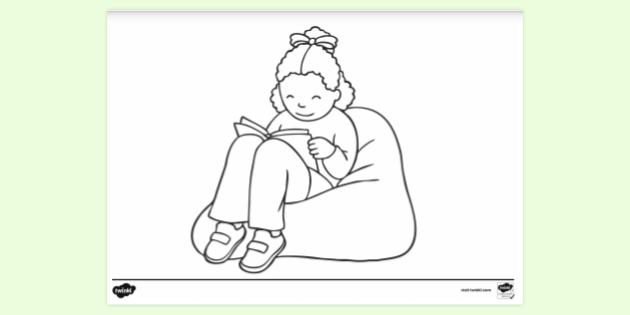 Girl Reading Colouring Sheet (teacher made)