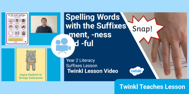 FREE! - Year 2 (Ages 6-7) Literacy: Suffixes -ment, -ness and -ful Video