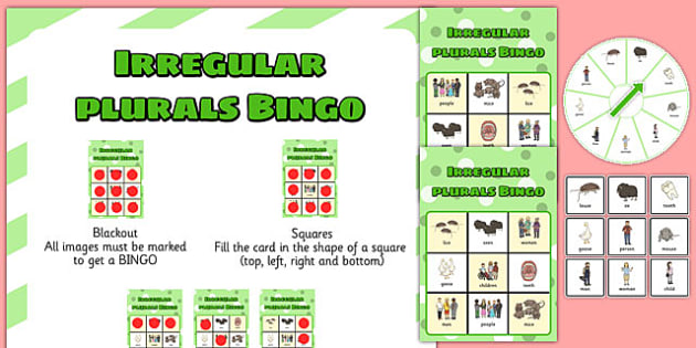 Irregular Plurals Spinner Bingo (teacher made)