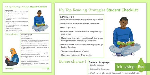 My French Reading Strategies Top Tips (teacher made)
