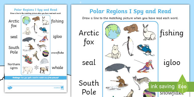 Polar Regions I Spy and Read: Phase 5 Phonics Activity