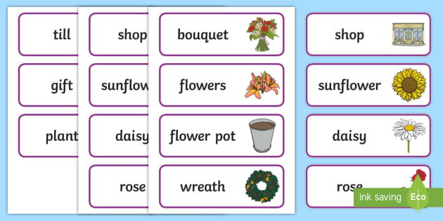 Florist Word Cards (teacher made)