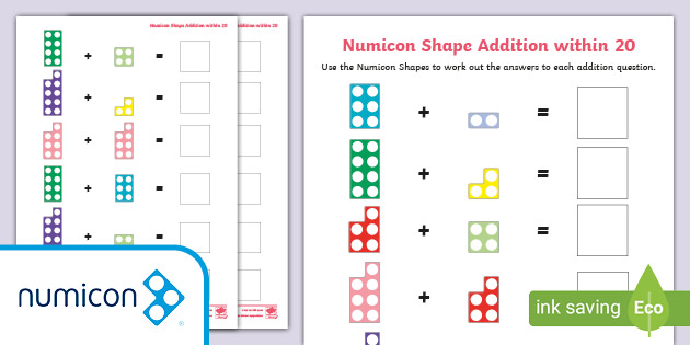 Numicon Shape Addition within 20 Activity Sheets