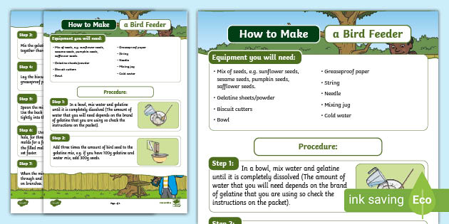 How to Make a Bird Feeder Activity Sheet