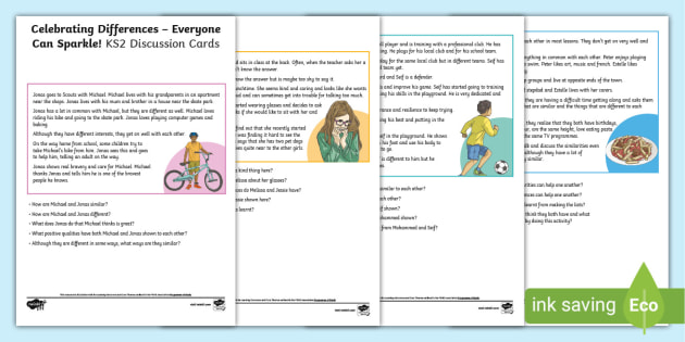 Celebrating Differences KS2 Discussion Cards - RSE Day