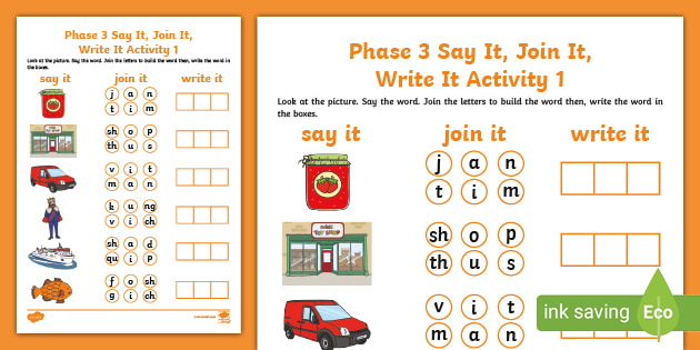 Phase 3 Say It, Join It, Write It Activity 1 (teacher made)