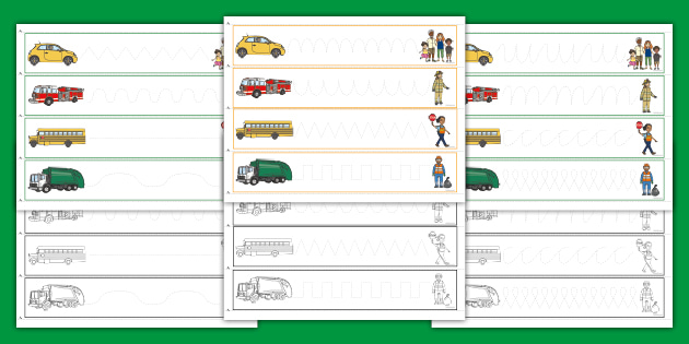 Transportation Fine Motor Tracing Cards: Lines