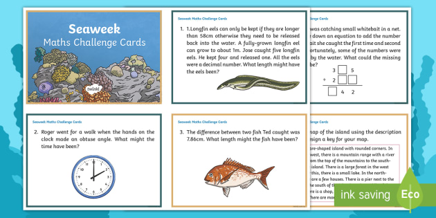 Seaweek Maths Challenge Cards - Years 5-6 (teacher made)