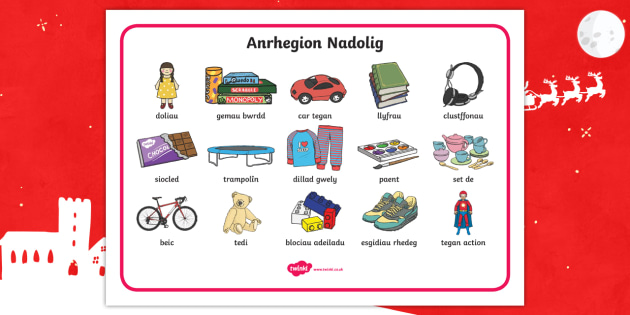 Welsh Christmas Presents Word Mat | Teacher-made by Twinkl