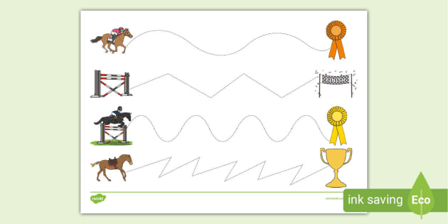 Pony Pencil Control Worksheet - Twinkl - EYFS (teacher made)
