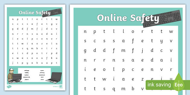 Online Safety on the Computer - Word Search - Printable