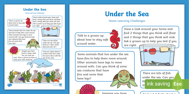 Under the Sea Home Learning Challenges Reception | Twinkl
