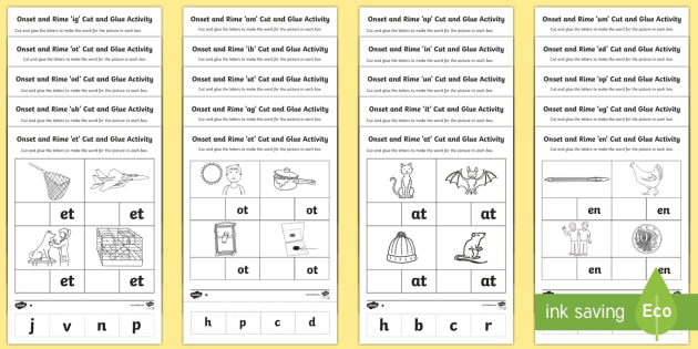 Onset and Rime Cut and Glue Activity Pack (teacher made)