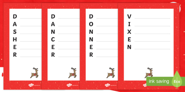 Santa's Reindeer Acrostic Poems Activity (teacher made)