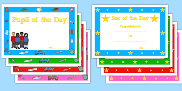Star of the Day Certificate
