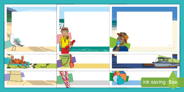 FREE! - Seaside Page Borders Landscape (teacher made)