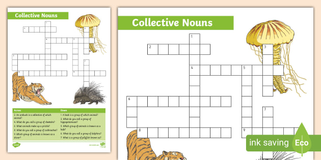 Collective Nouns Crossword (teacher made)