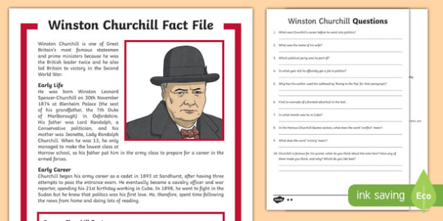 Winston Churchill Differentiated Reading Comprehension Activity