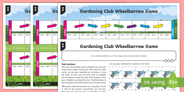 Three-Digit Number Subtraction Game (teacher made)
