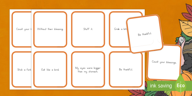 Thanksgiving Idioms Matching Cards